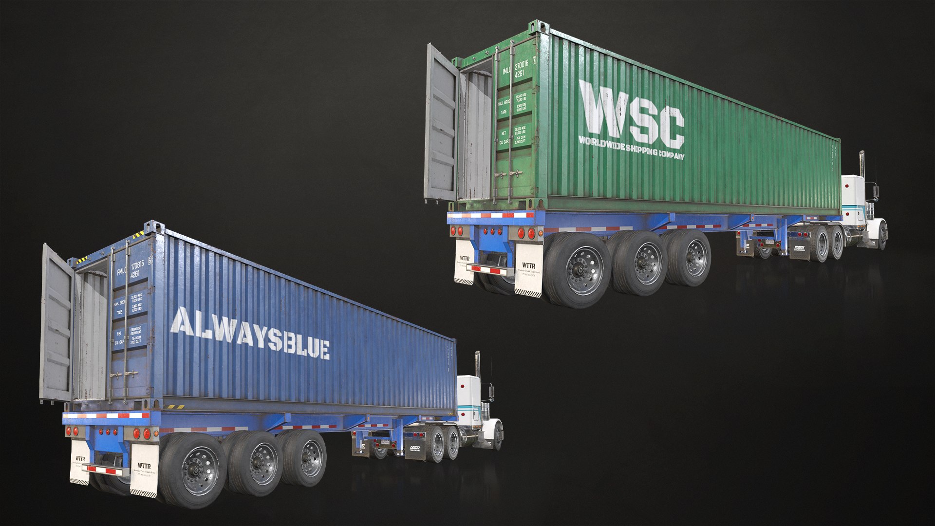 3D Flat Top Semi Truck Container Trailer - Low Poly - TurboSquid 2282007