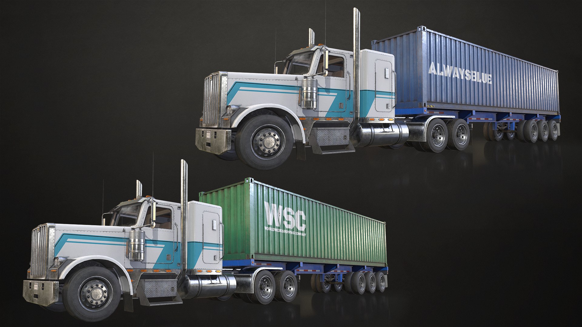 3D Flat Top Semi Truck Container Trailer - Low Poly - TurboSquid 2282007