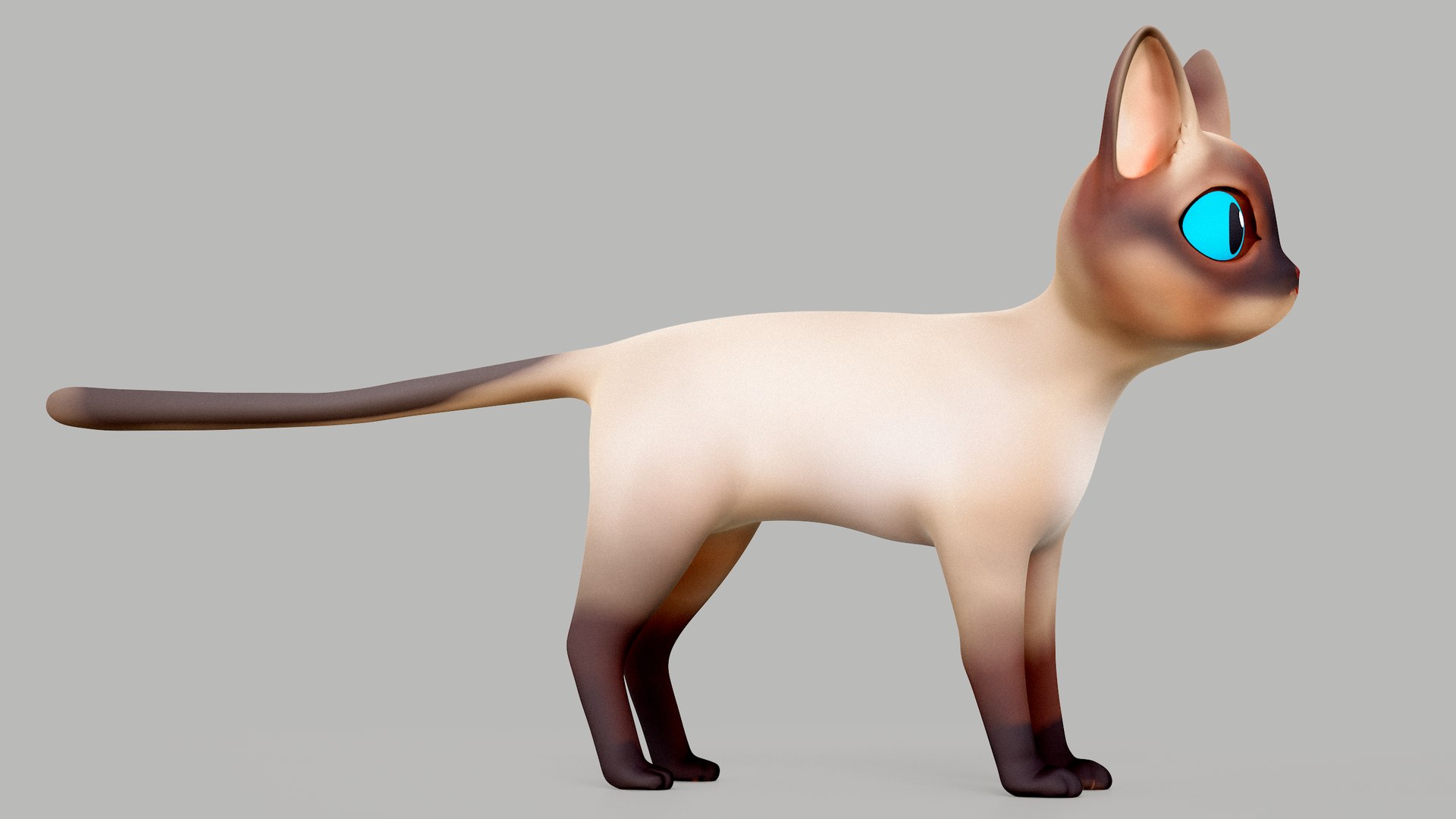3D Cartoon Siamese Cat Model - TurboSquid 2280457