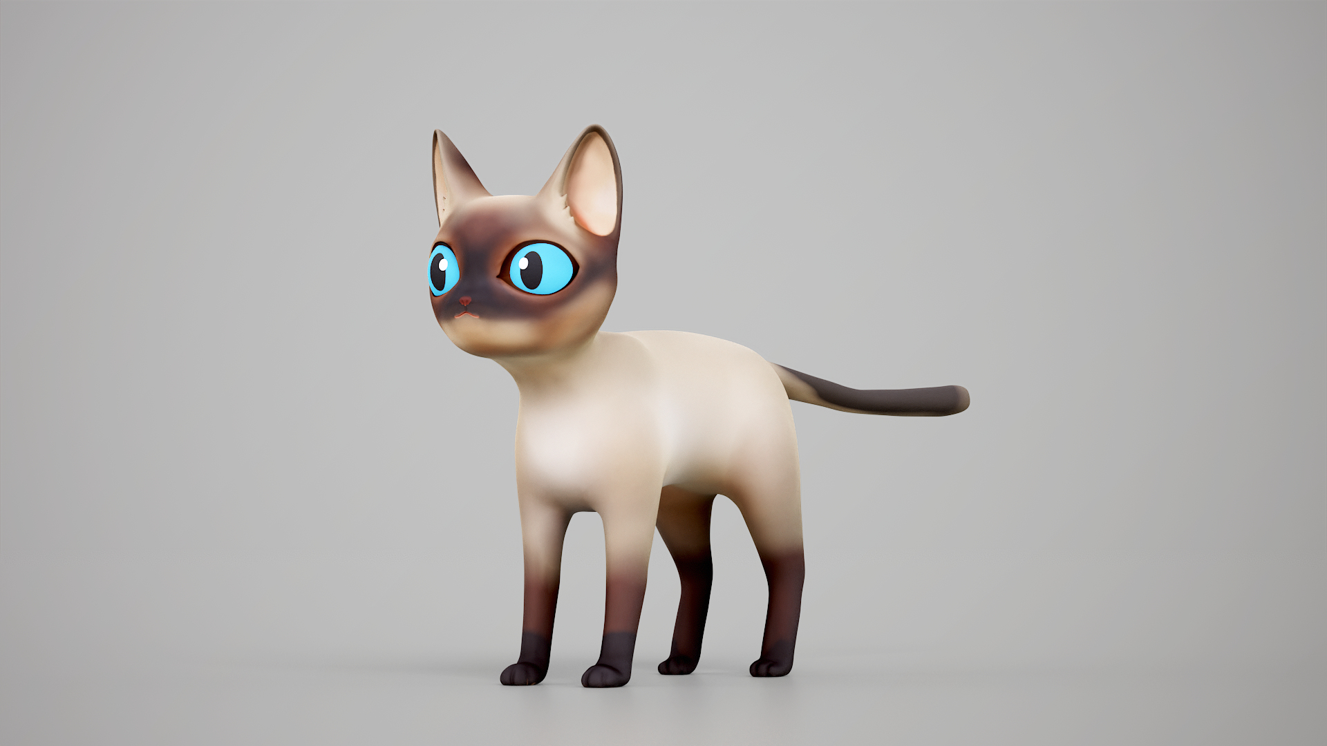 3D Cartoon Siamese Cat Model - TurboSquid 2280457