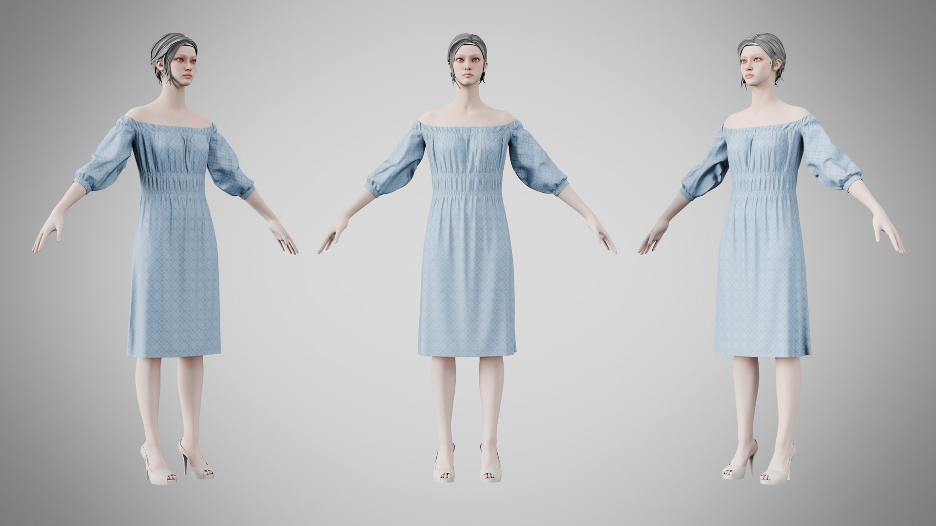 Dress 16 Light Blue 3D Model - TurboSquid 2459112