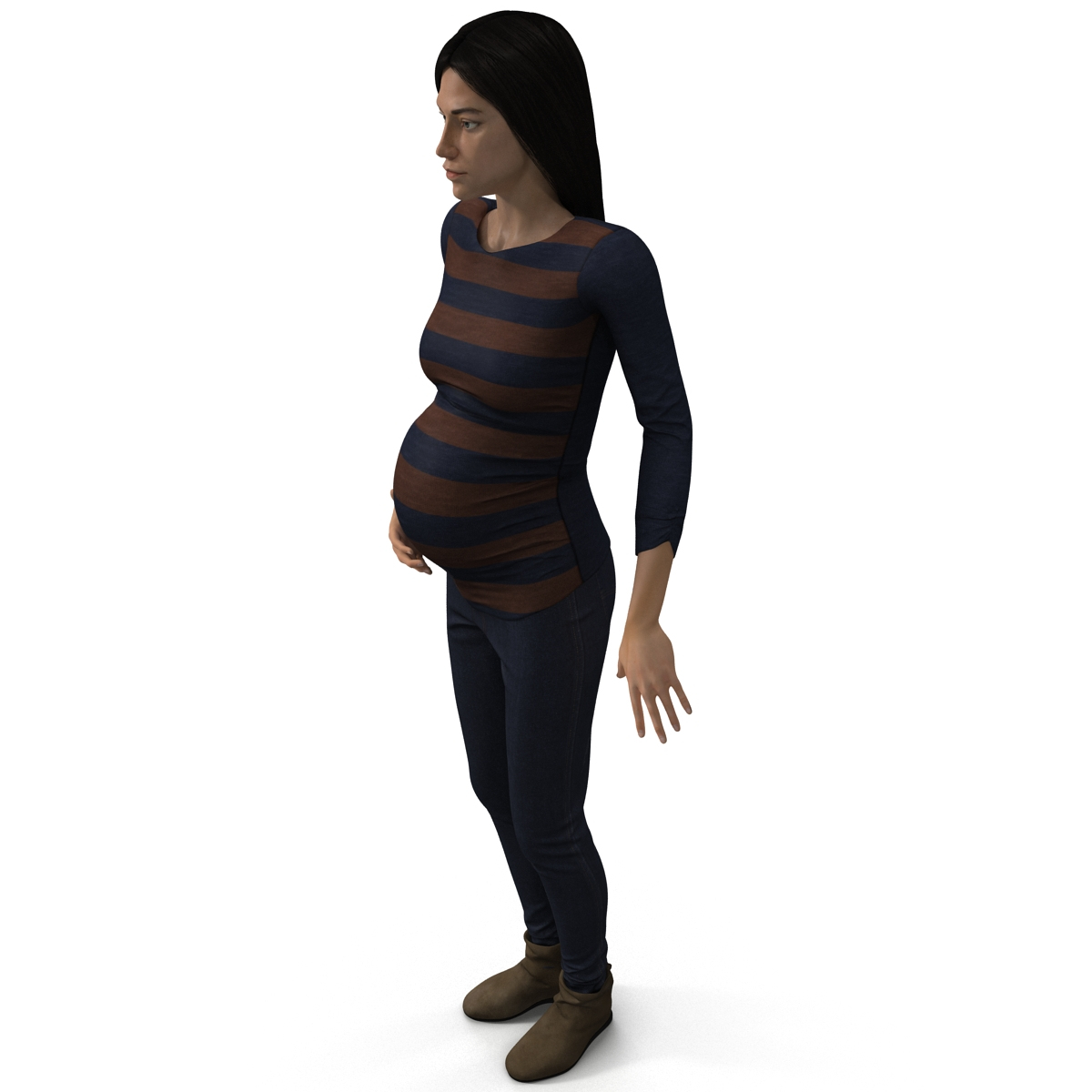 3d pregnant woman rigged model