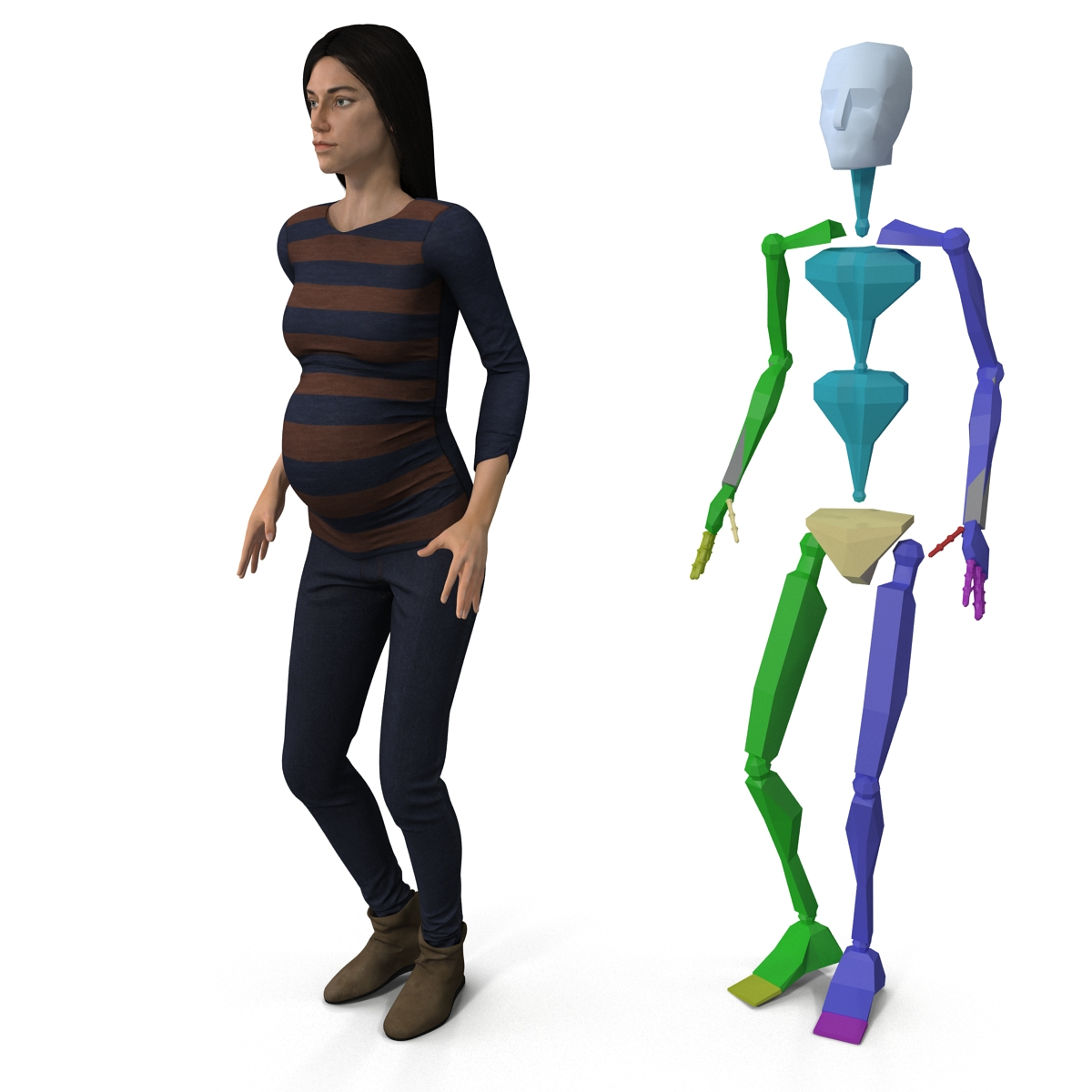 3d pregnant woman rigged model