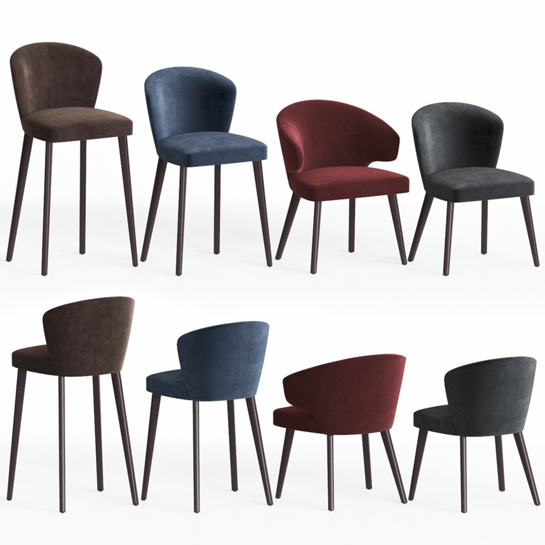 Minotti Aston Chairs Set 3D - TurboSquid 1537318