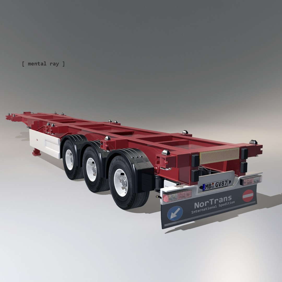 3d Model Of Shipping Container Trailer