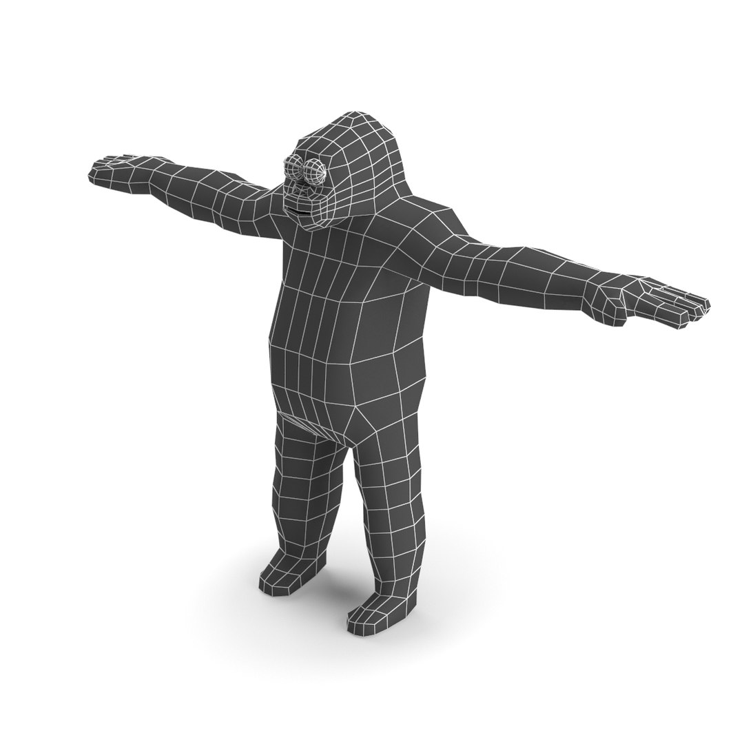 Cartoon Gorilla Rigged 3d Model