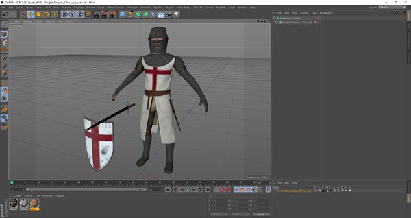 3D knight templar t-pose set - TurboSquid 1511841