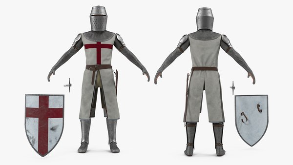 3D knight templar t-pose set - TurboSquid 1511841