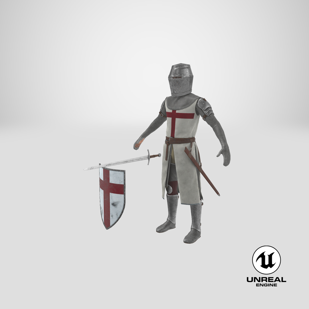 3D knight templar t-pose set - TurboSquid 1511841