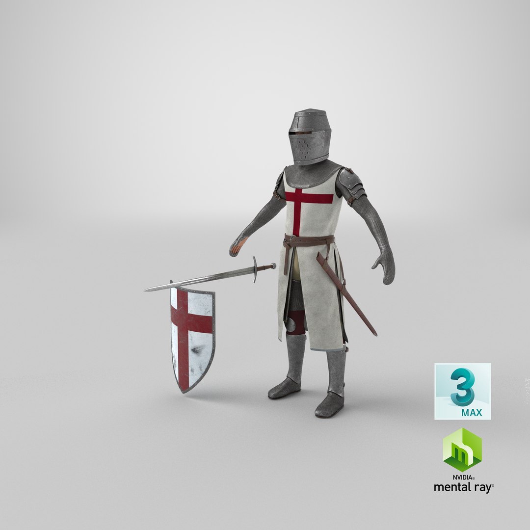 3D Knight Templar T-pose Set - TurboSquid 1511841