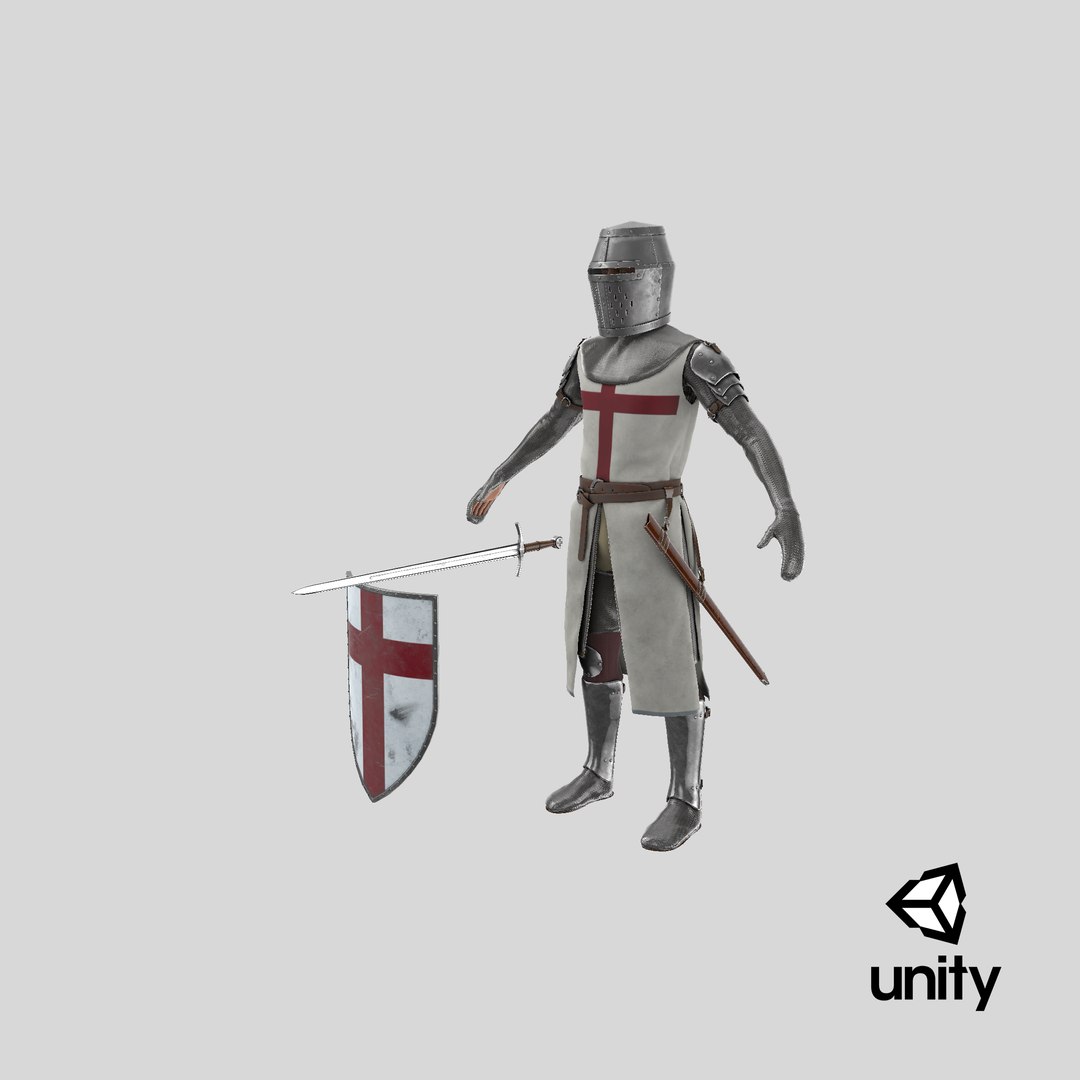 3D Knight Templar T-pose Set - TurboSquid 1511841