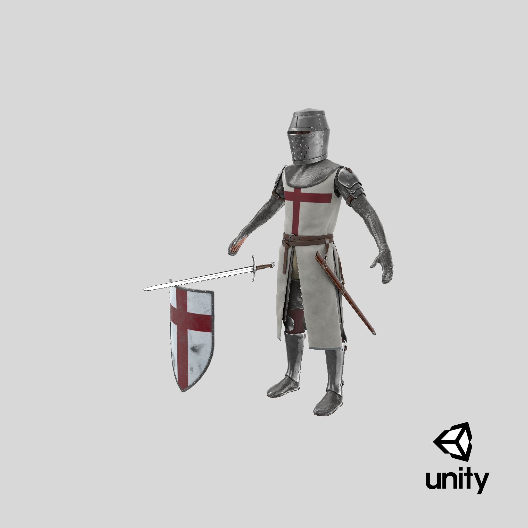 3D knight templar t-pose set - TurboSquid 1511841