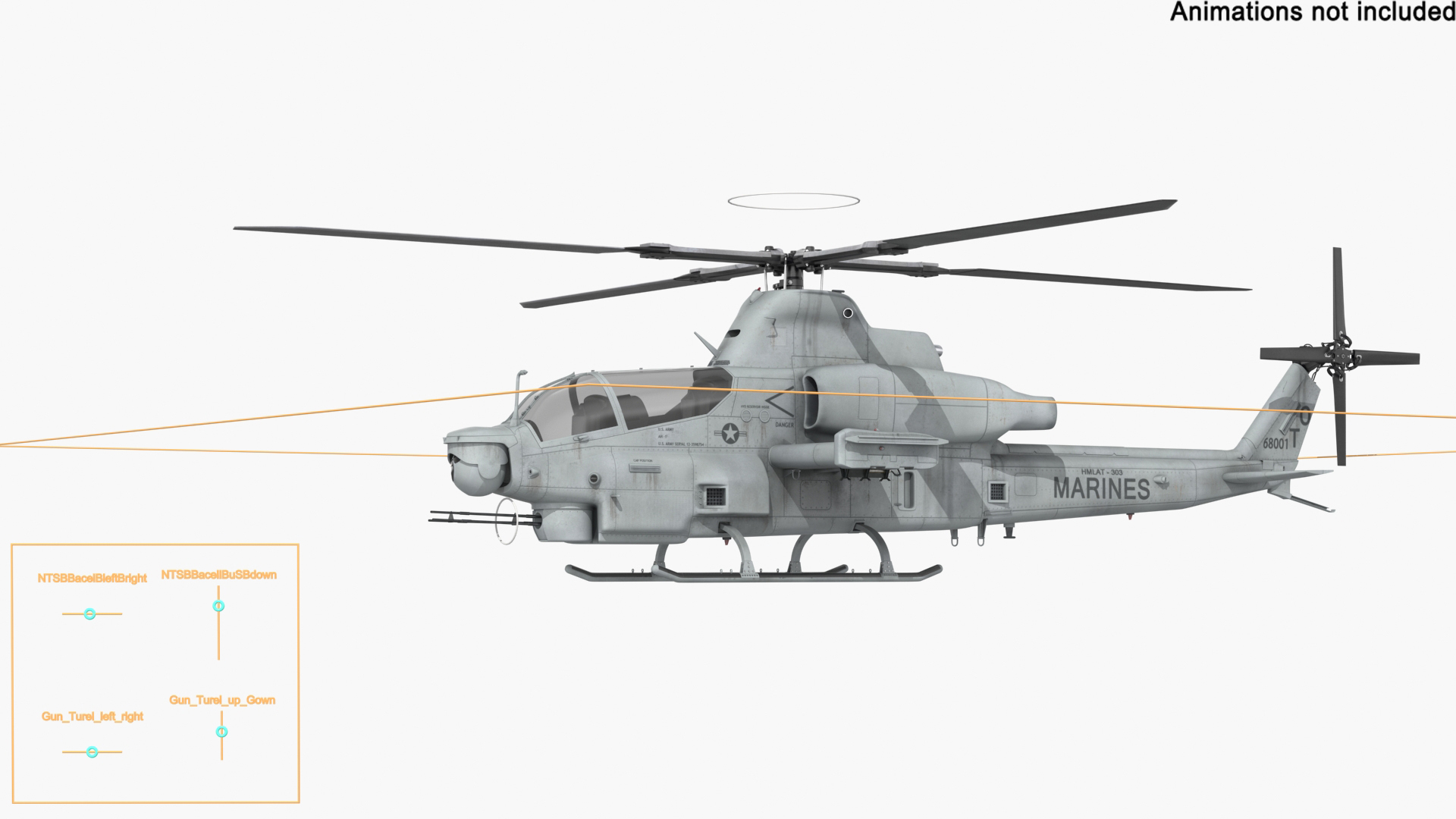 Bell AH-1Z Attack Helicopter Rigged 3D - TurboSquid 2158232