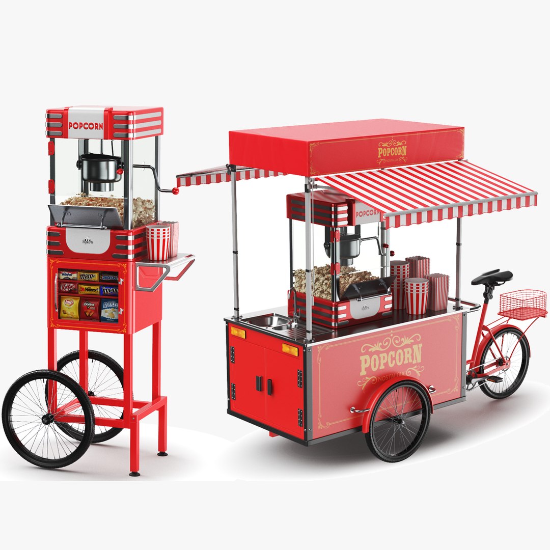 Two Detailed Popcorn Carts 3D Model - TurboSquid 2332306