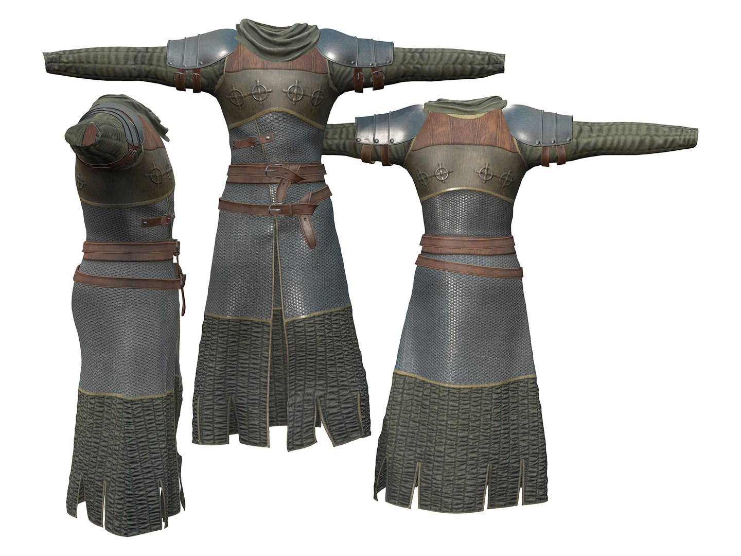 Full Medieval Fantasy Warrior Outfit Coat Pants Gloves Boots 3D Model ...