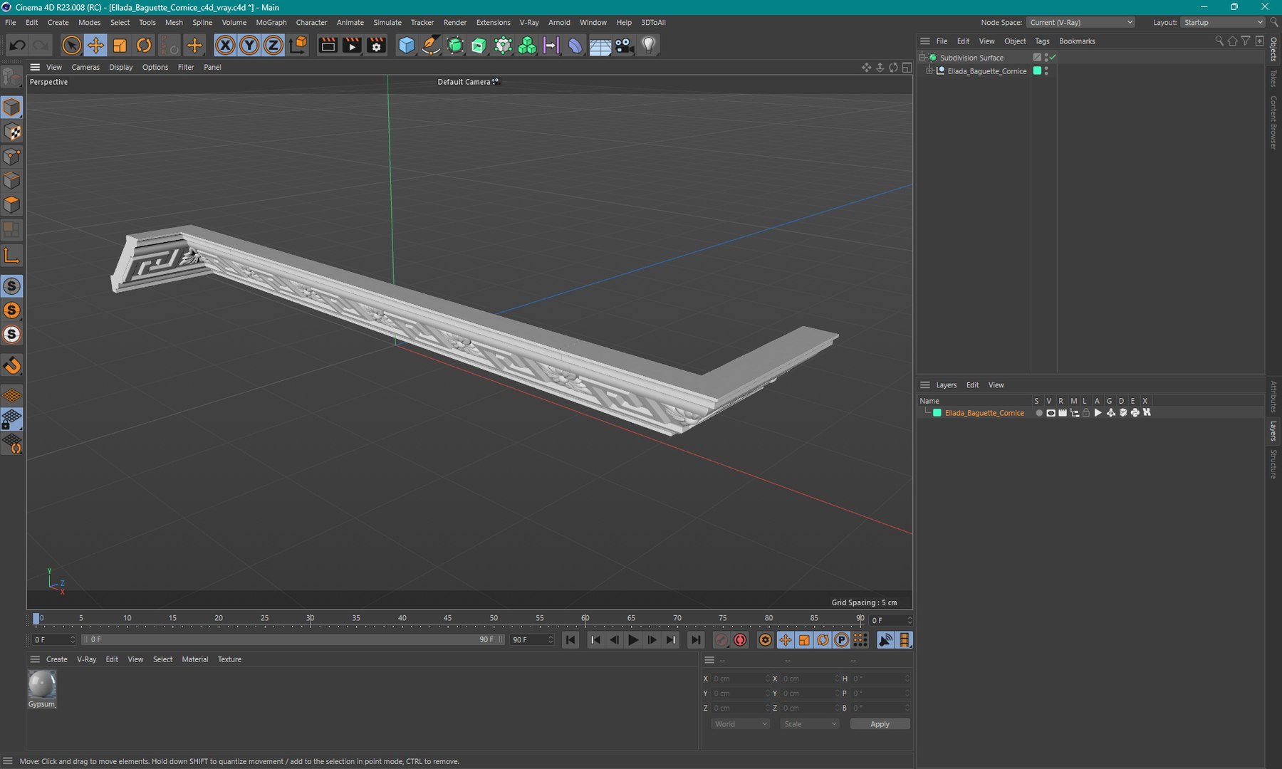 3D Model Ellada Baguette Cornice - TurboSquid 2402885