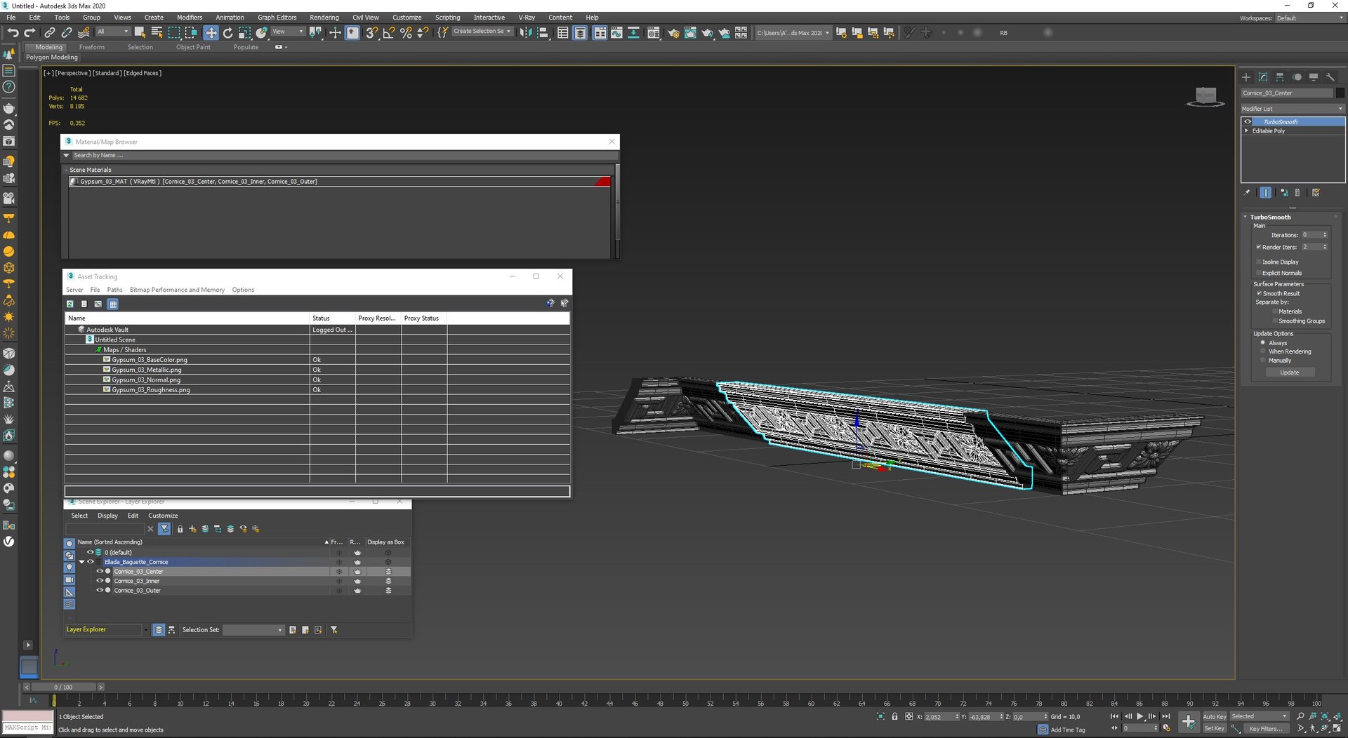 3D Model Ellada Baguette Cornice - TurboSquid 2402885