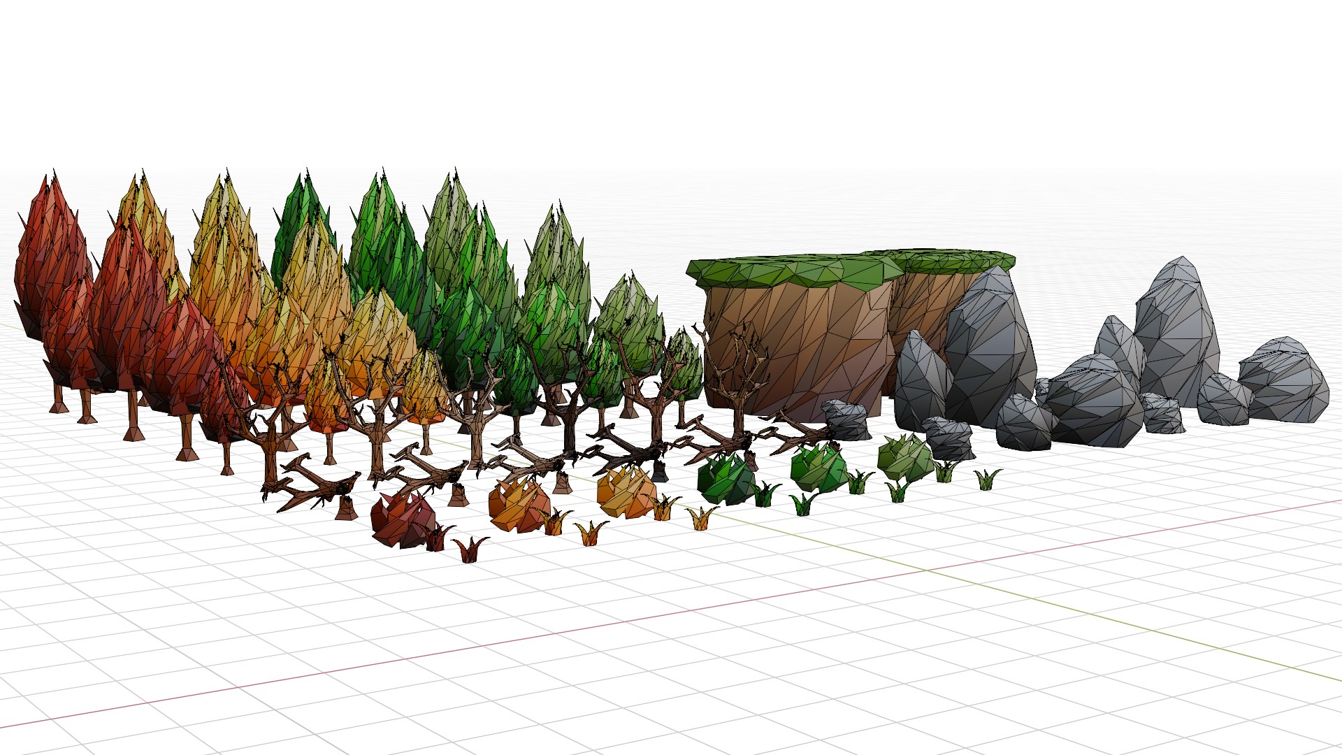 Four Seasons Lowpoly Nature Asset Pack Model - TurboSquid 2282876