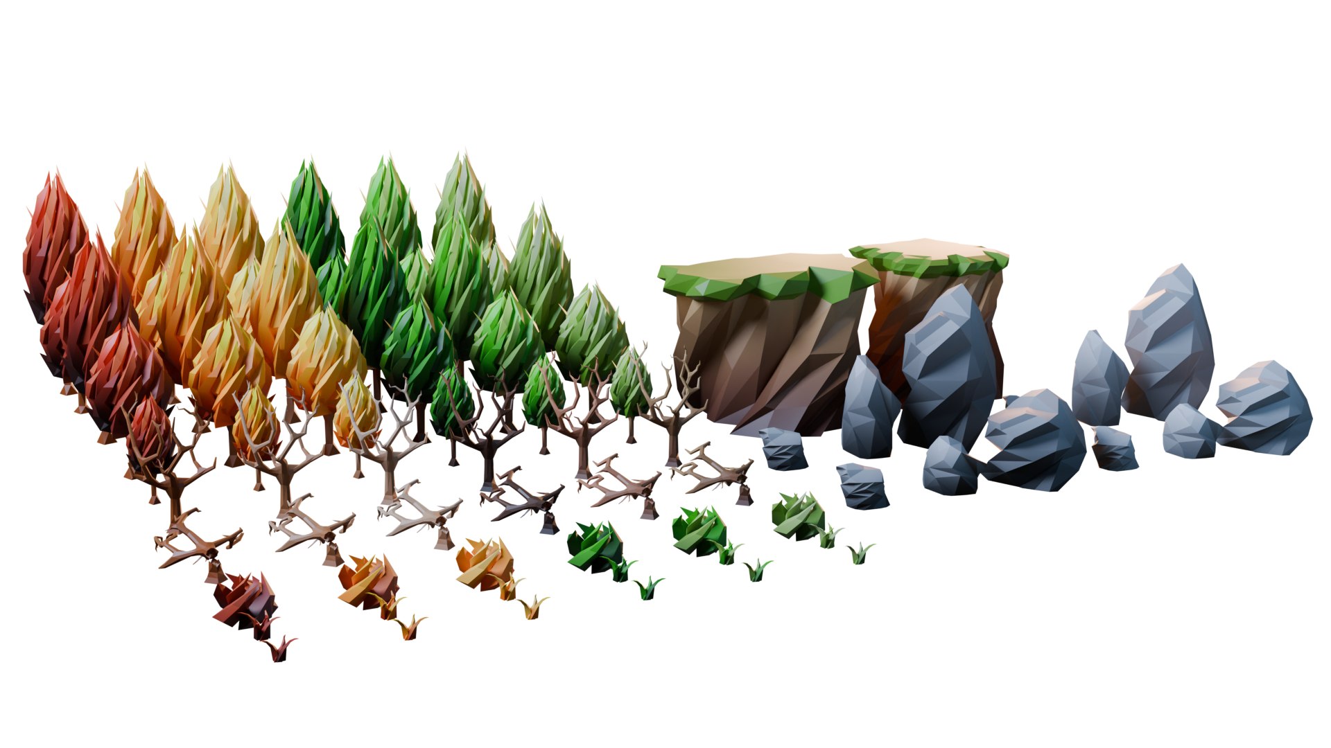 Four Seasons Lowpoly Nature Asset Pack Model - TurboSquid 2282876