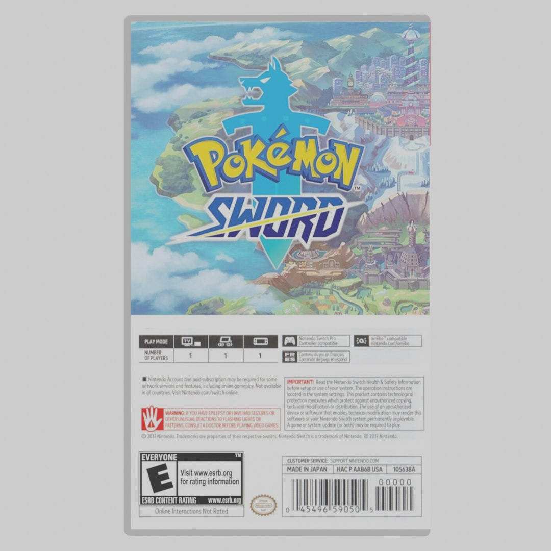 Pokemon Sword Case Nintendo 3D Model - TurboSquid 1493808