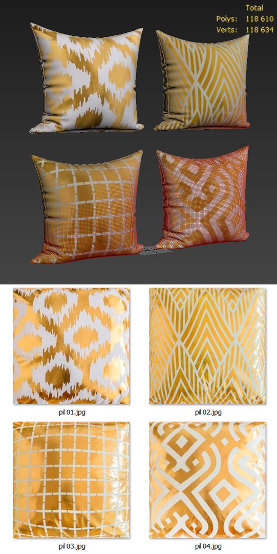 Decorative Pillows Set 200 3D Model - TurboSquid 1940195