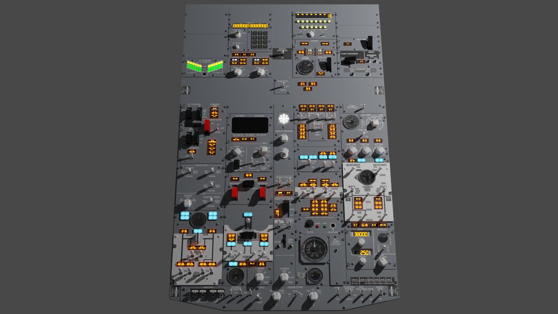 3D 737 Overhead Panel - High Poly And Quality Version - TurboSquid 2133815