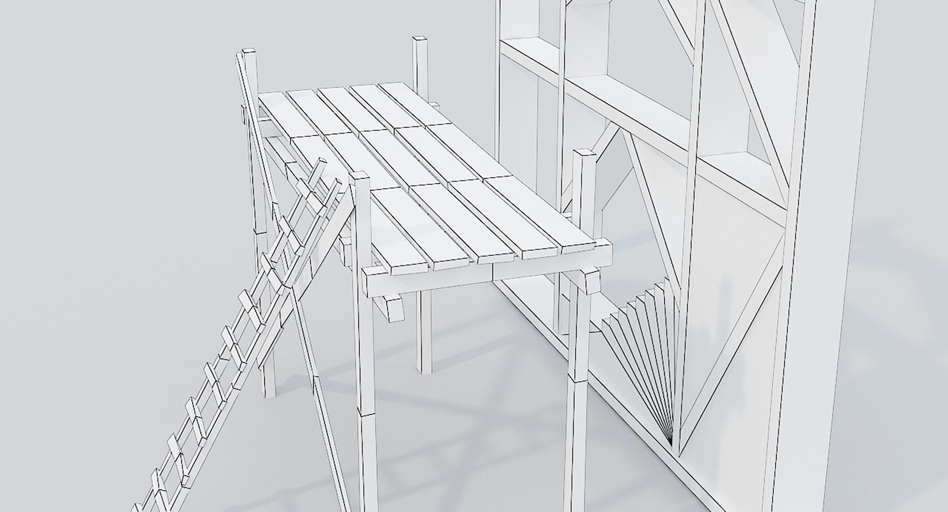 Construction Wall And Wooden Scaffolding 3D - TurboSquid 1763310