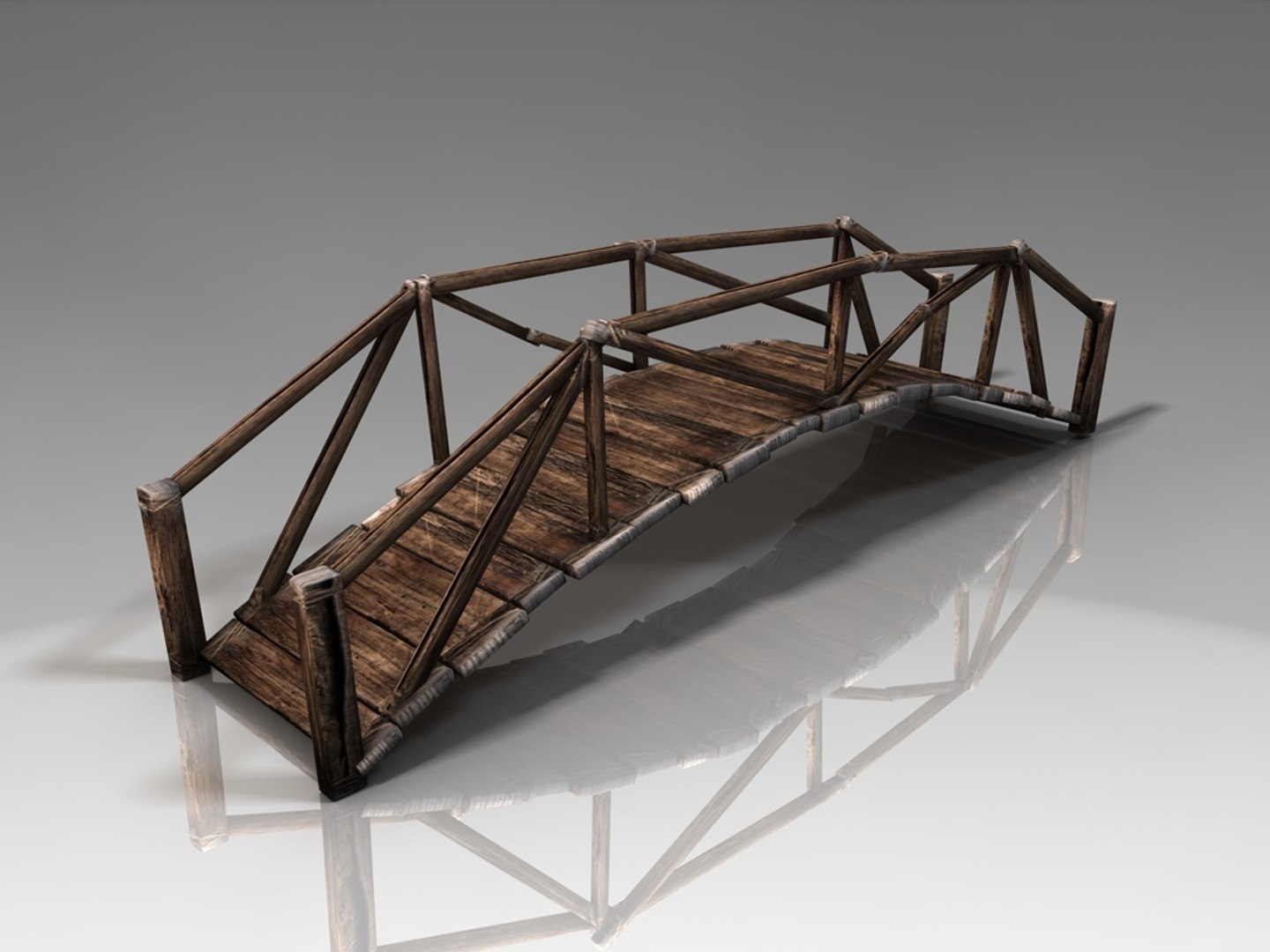 3d model of wooden plank bridge