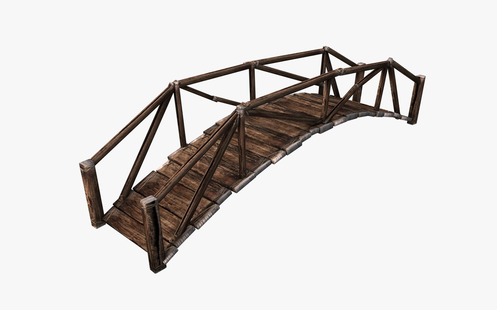 3d model of wooden plank bridge