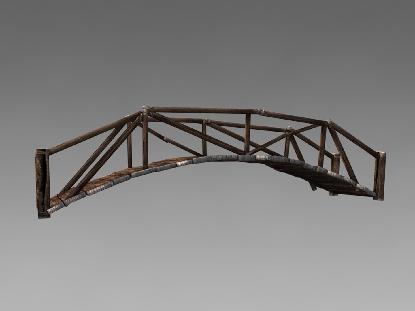 3d model of wooden plank bridge