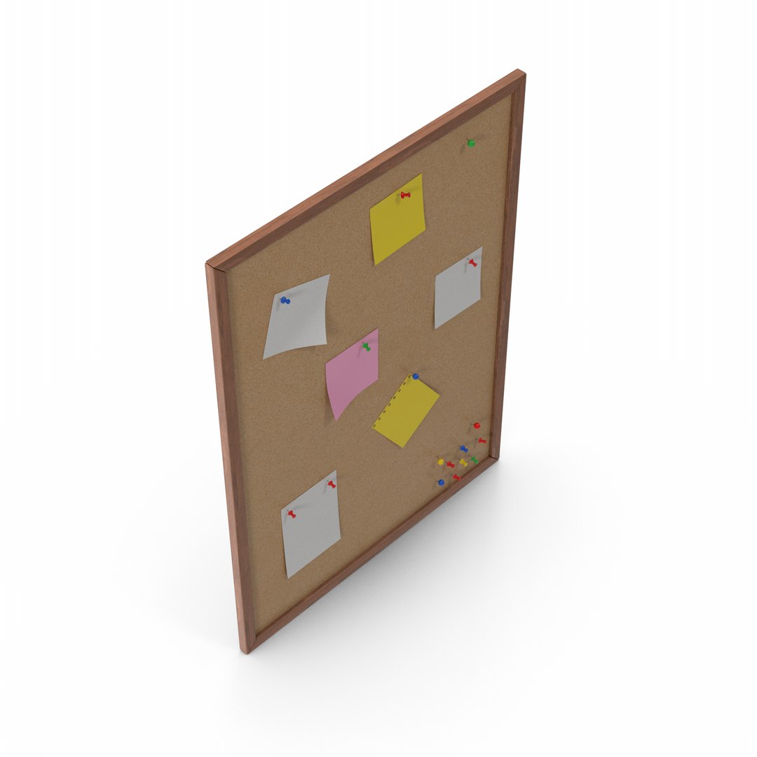 3D Corkboard With Notes Model - TurboSquid 1872023