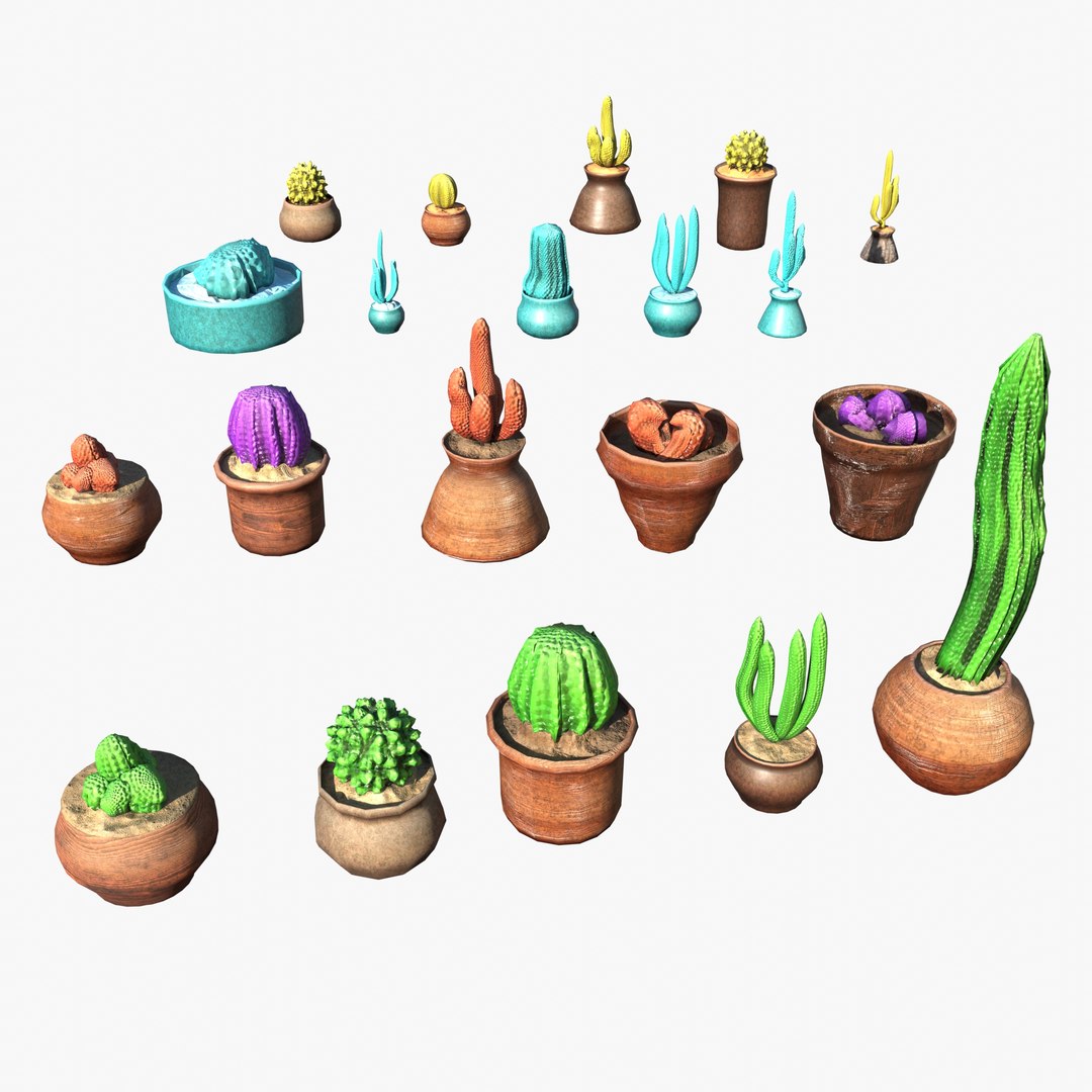3D Stylized Seasonal Cactus Pack Model - TurboSquid 1975869