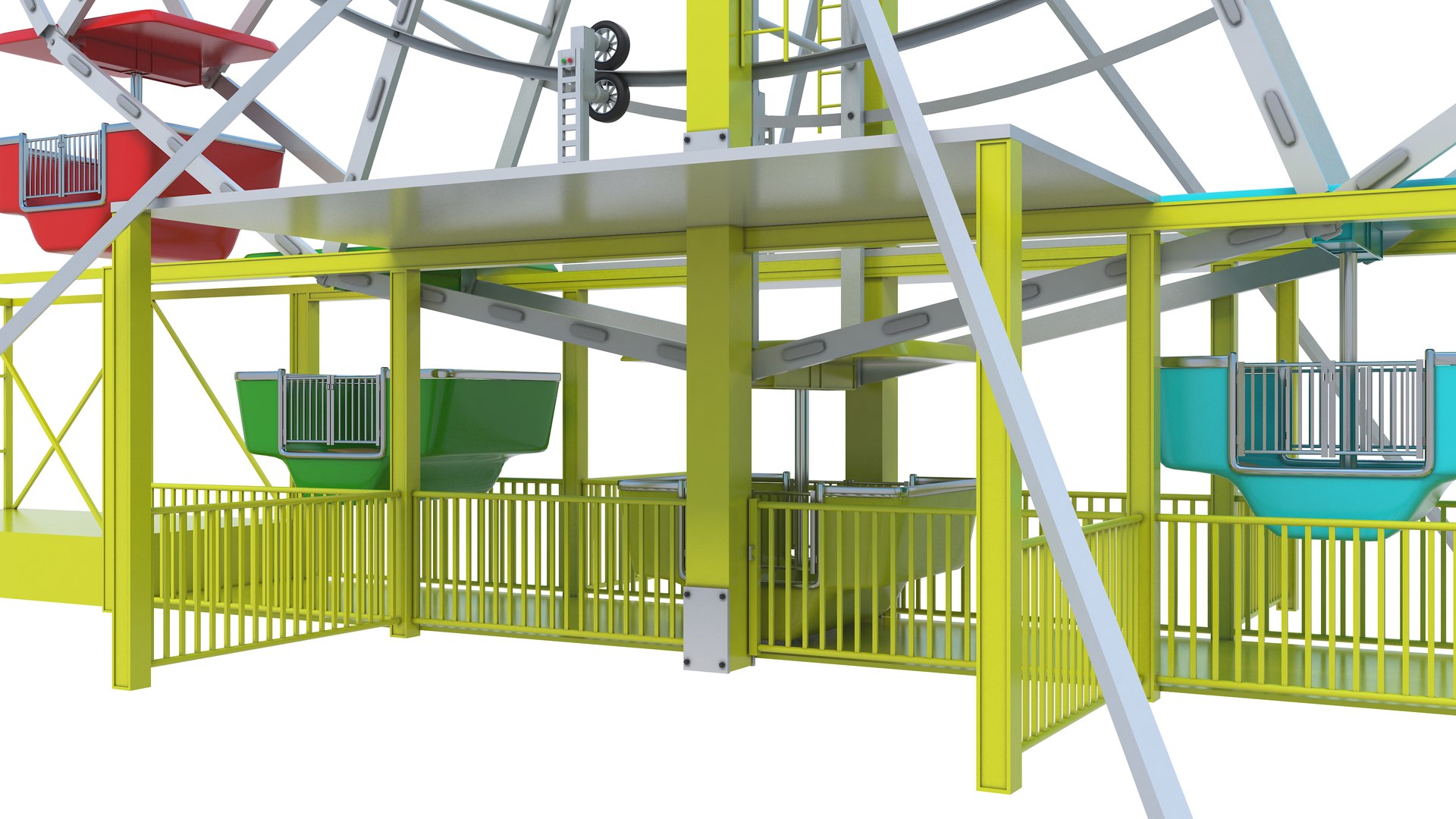 3D Model Ferris Wheel And Dodgem Cars Platform - TurboSquid 1807963