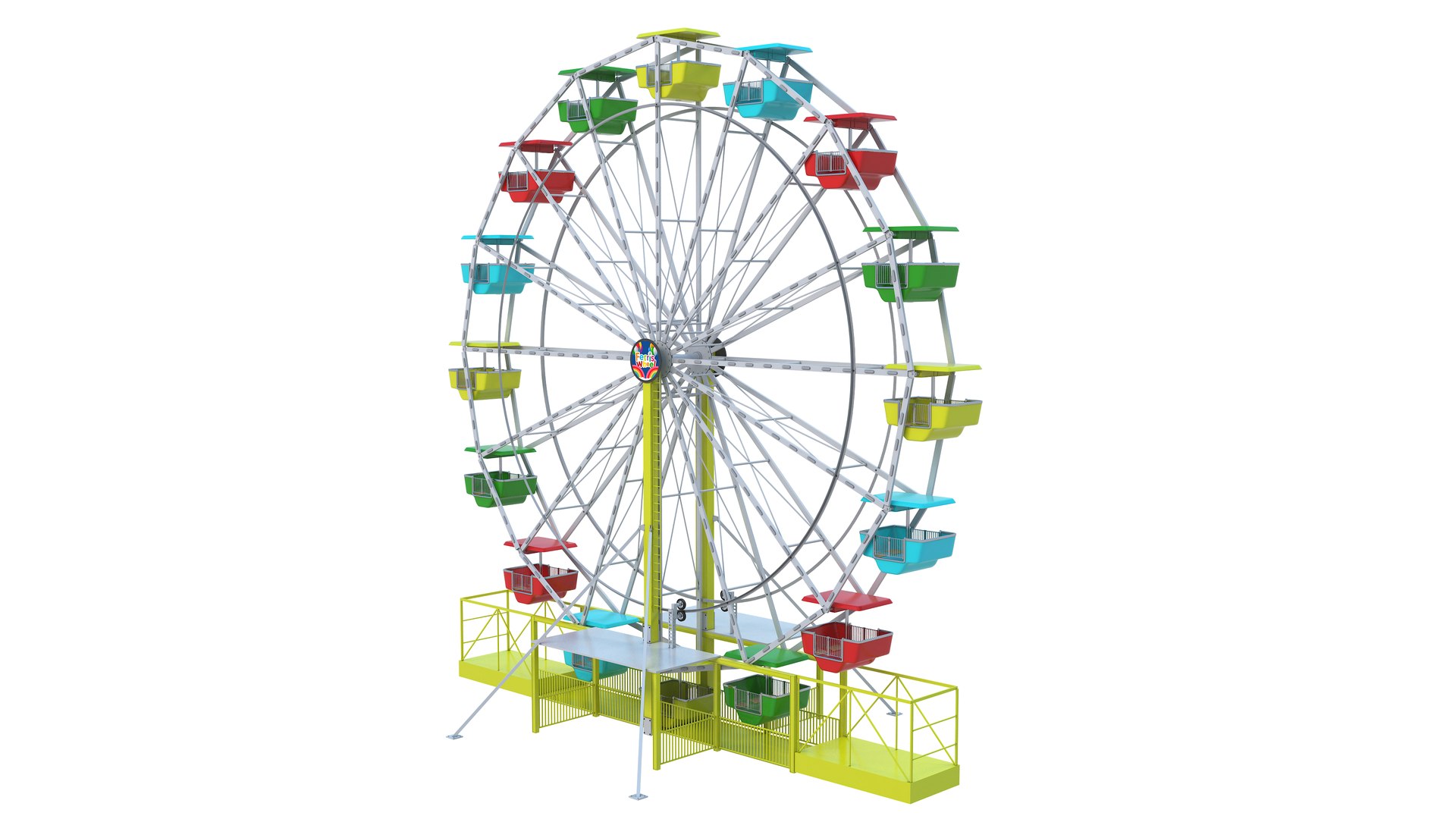 3D Model Ferris Wheel And Dodgem Cars Platform - TurboSquid 1807963