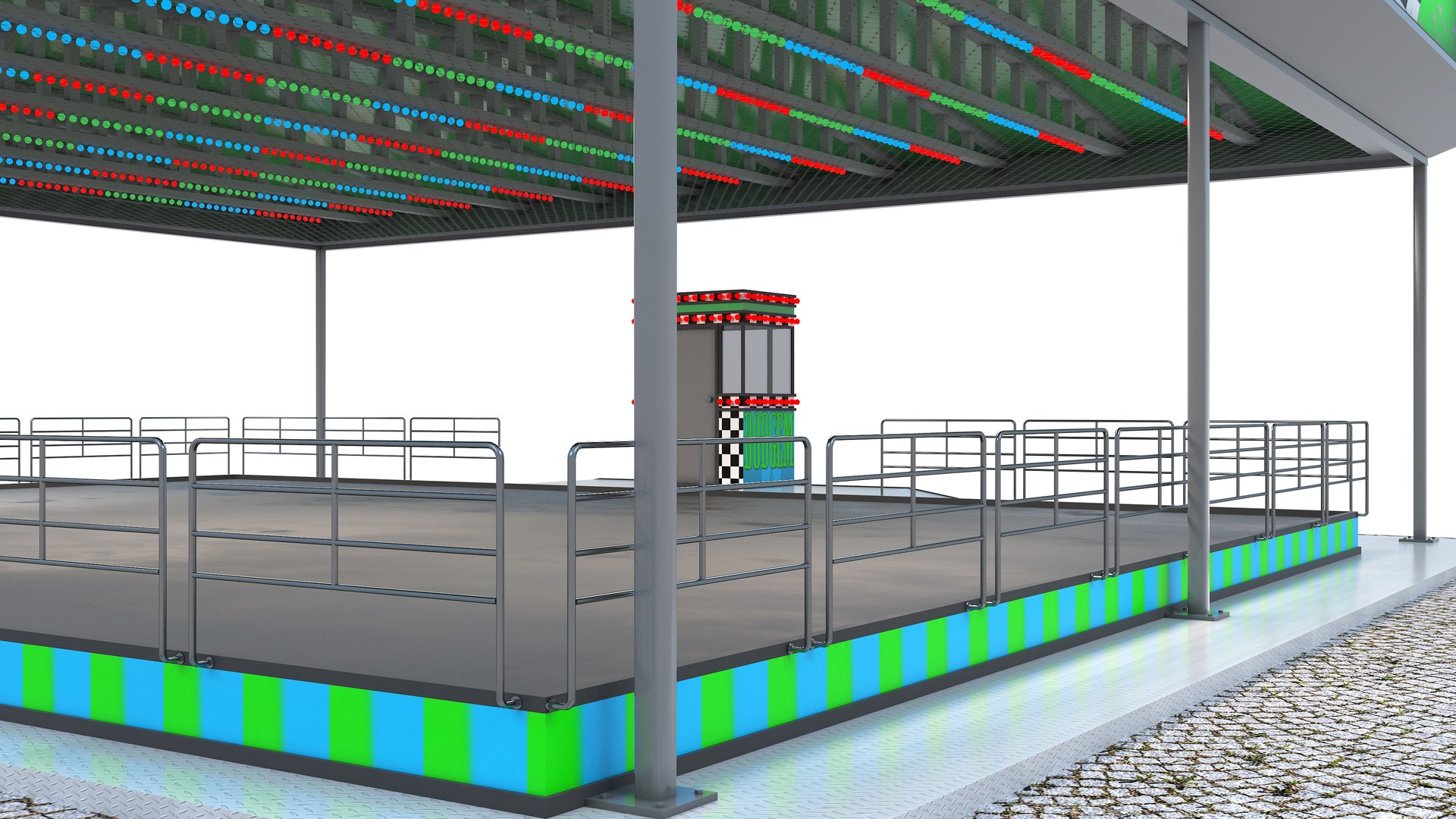 3D Model Ferris Wheel And Dodgem Cars Platform - TurboSquid 1807963