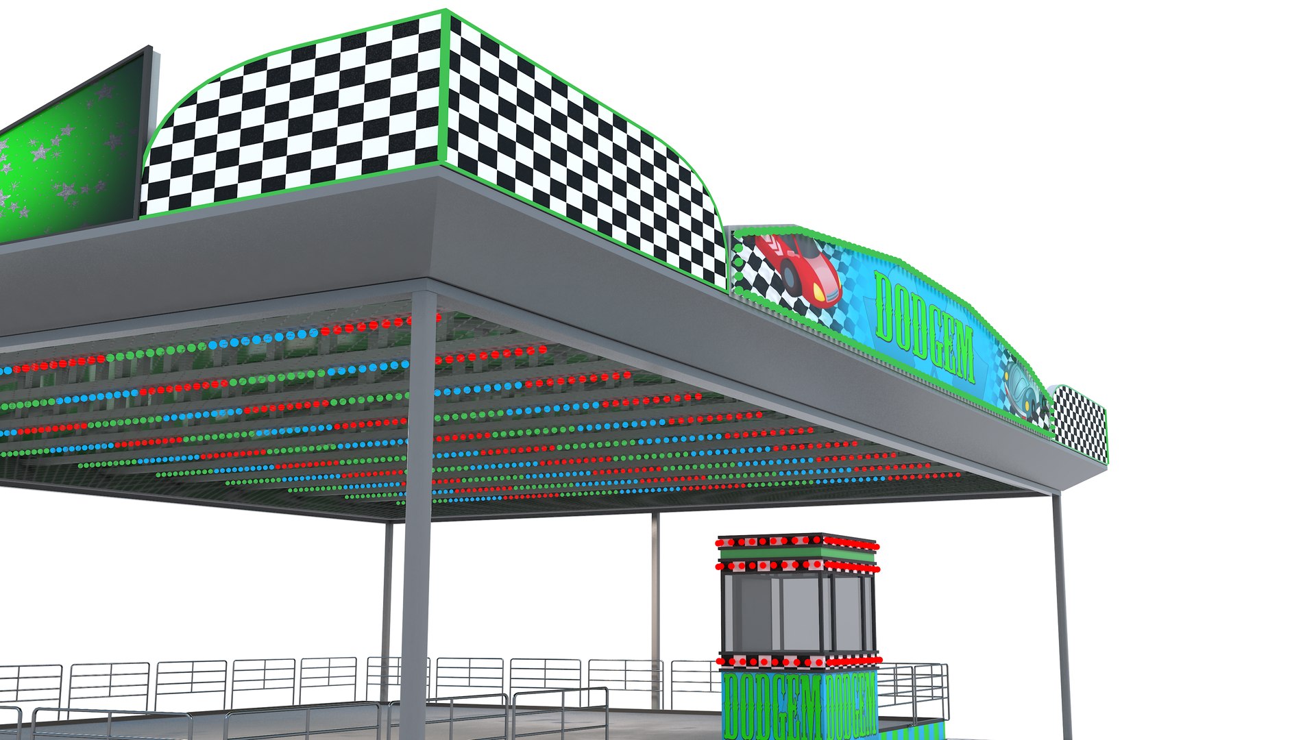 3D Model Ferris Wheel And Dodgem Cars Platform - TurboSquid 1807963