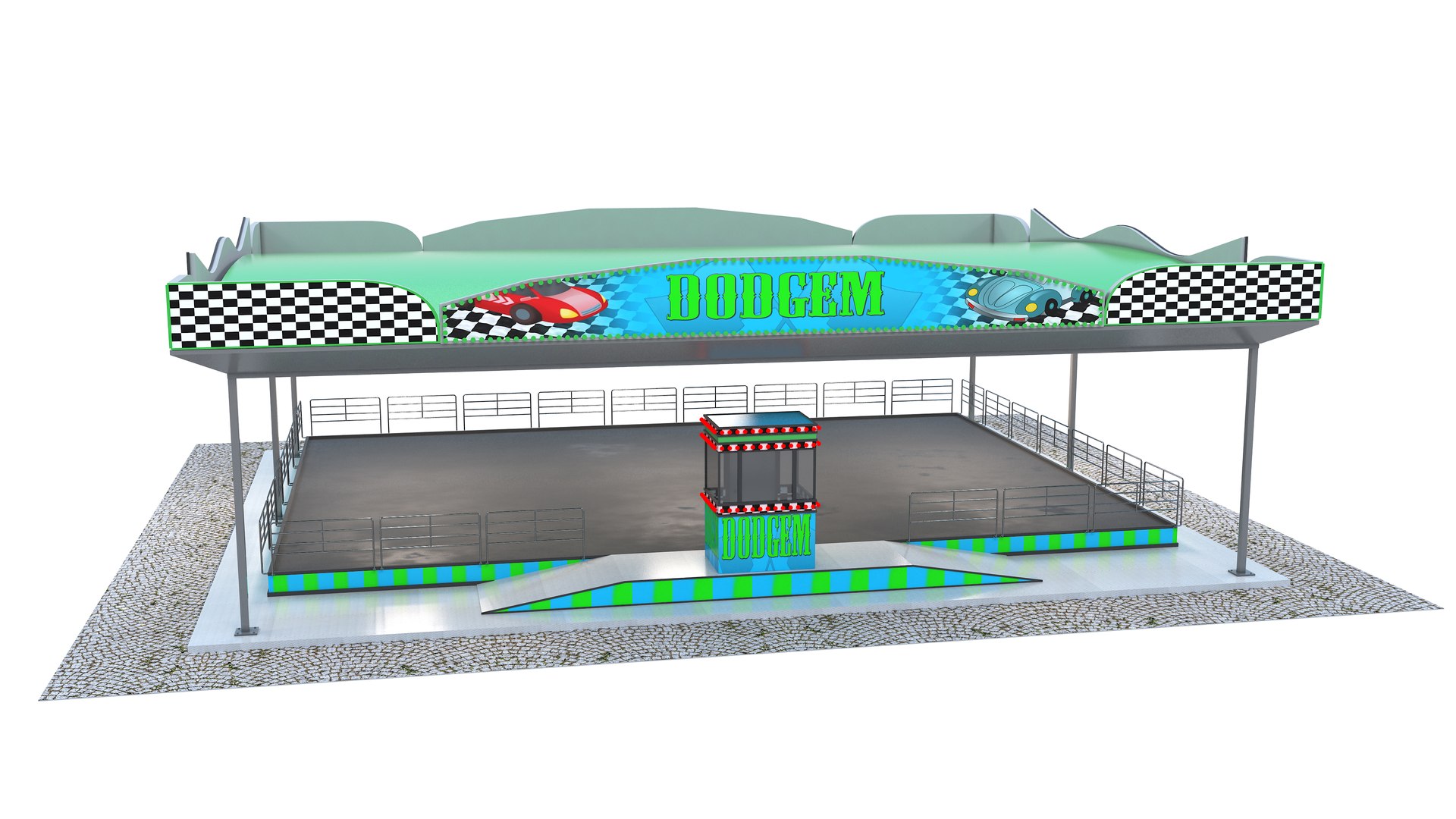 3D Model Ferris Wheel And Dodgem Cars Platform - TurboSquid 1807963