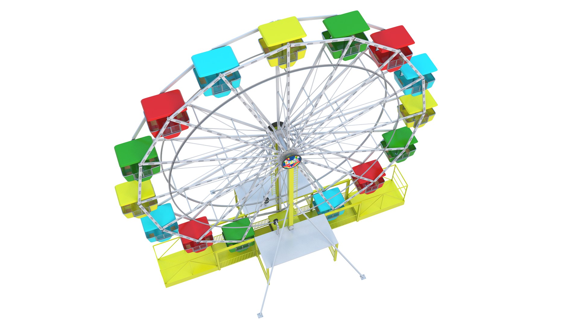 3D Model Ferris Wheel And Dodgem Cars Platform - TurboSquid 1807963