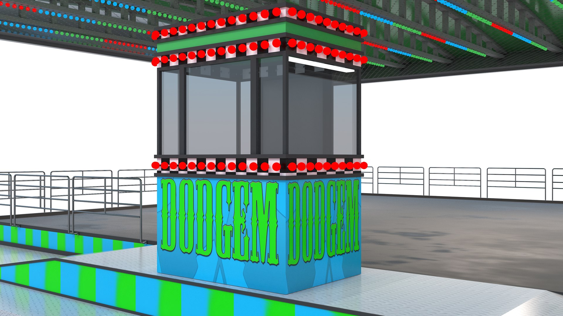 3D Model Ferris Wheel And Dodgem Cars Platform - TurboSquid 1807963