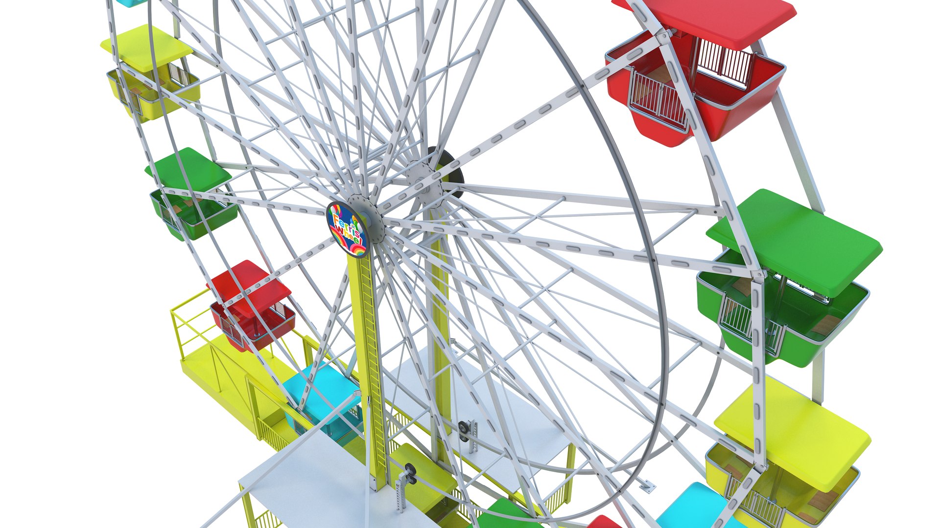 3D Model Ferris Wheel And Dodgem Cars Platform - TurboSquid 1807963