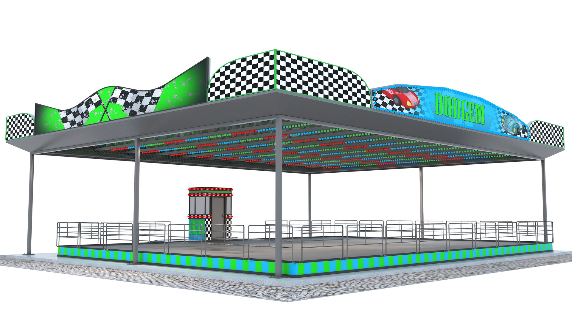 3D Model Ferris Wheel And Dodgem Cars Platform - TurboSquid 1807963