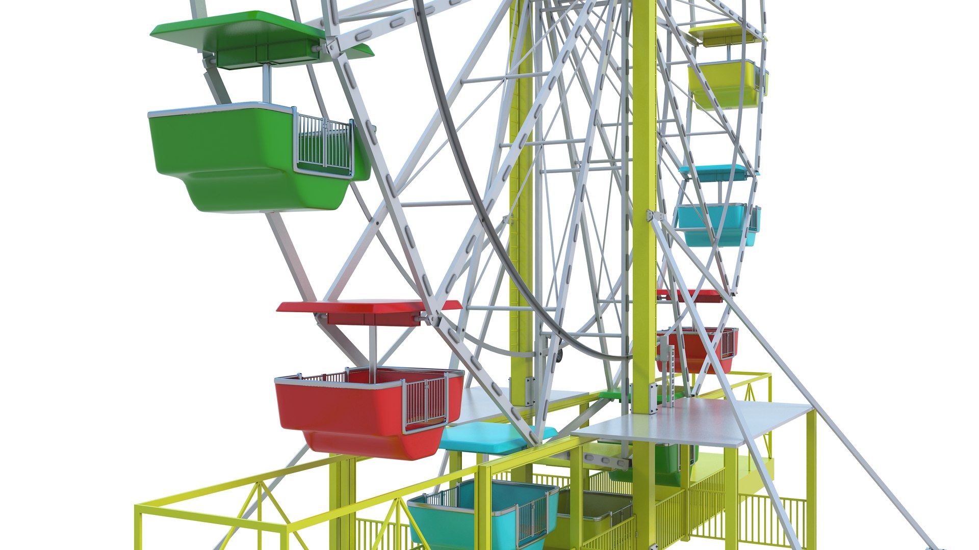3D Model Ferris Wheel And Dodgem Cars Platform - TurboSquid 1807963