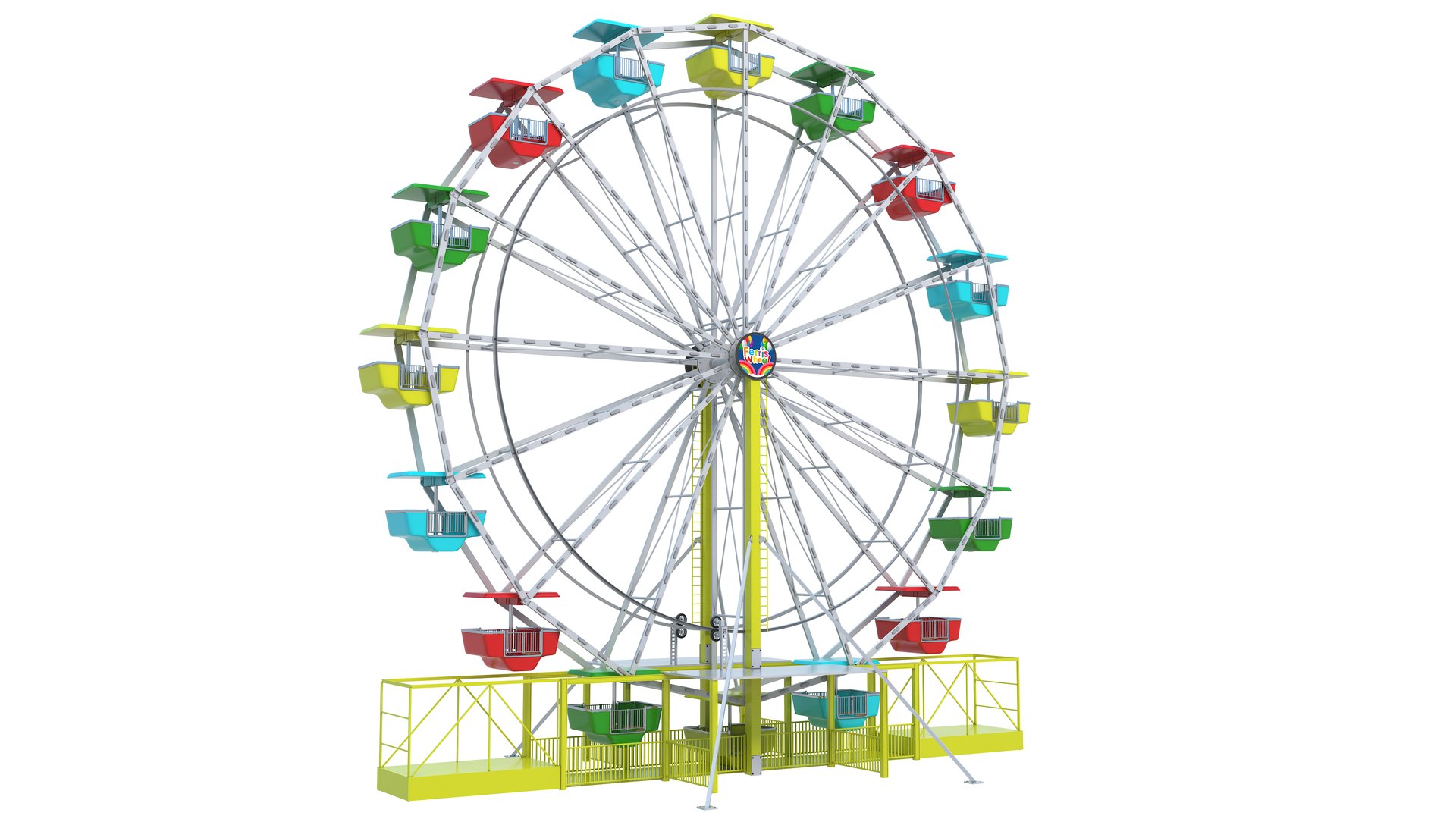 3D Model Ferris Wheel And Dodgem Cars Platform - TurboSquid 1807963