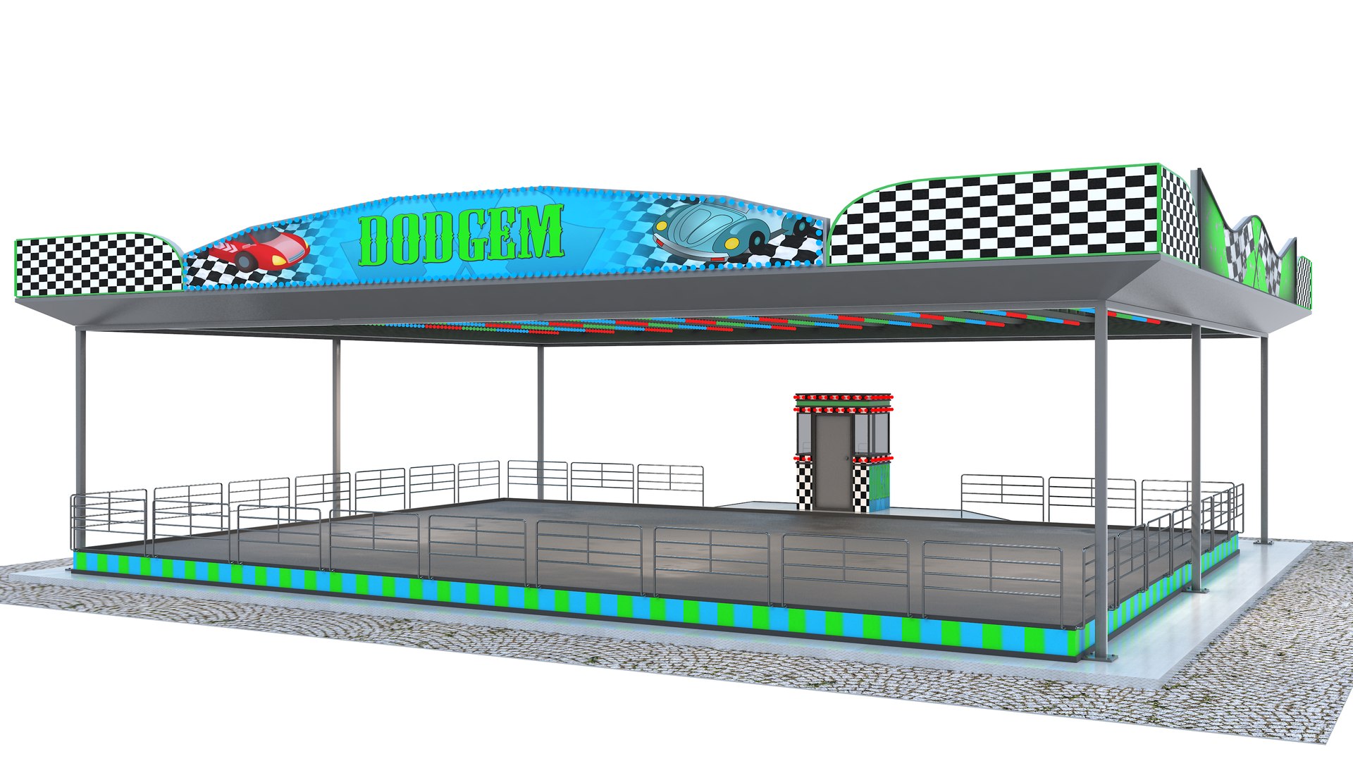 3D Model Ferris Wheel And Dodgem Cars Platform - TurboSquid 1807963