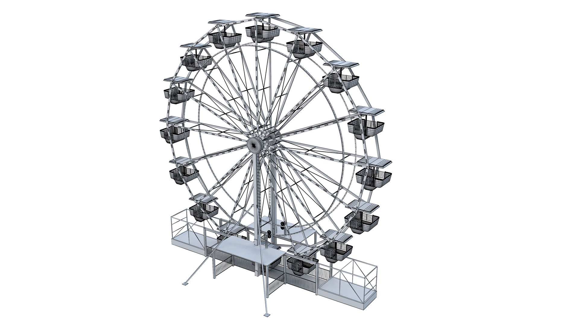 3D model Ferris Wheel and Dodgem Cars Platform - TurboSquid 1807963
