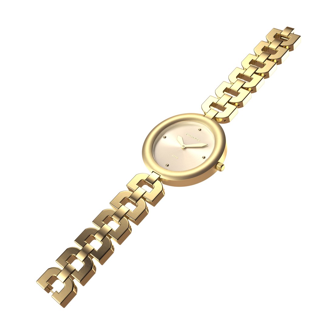 Golden Wristwatch 3d Model