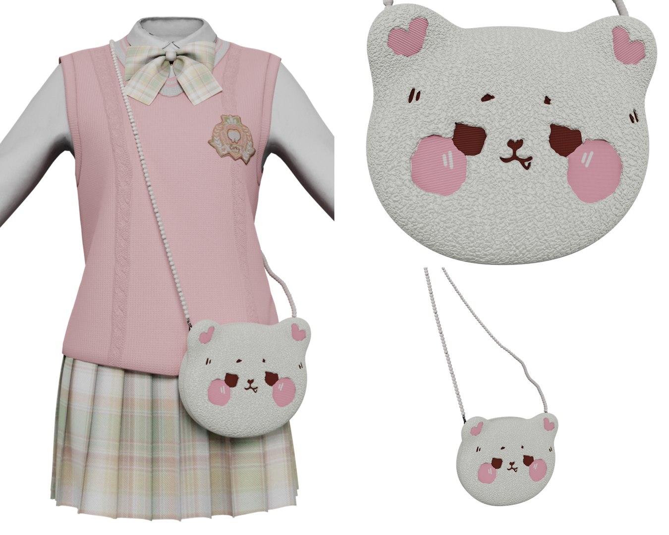 Smirk Bear Plush Bag Cute Style V2 Model - TurboSquid 1796636