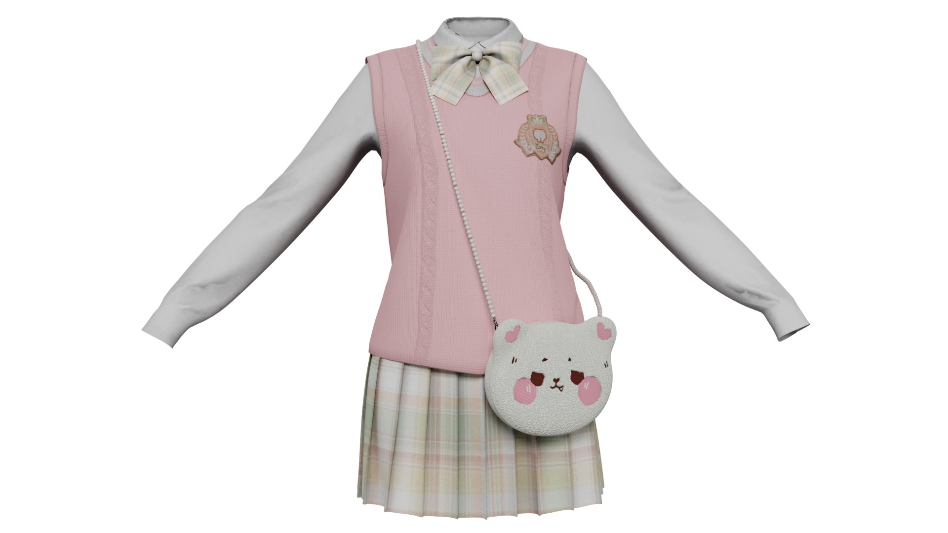 Smirk Bear Plush Bag Cute Style V2 Model - TurboSquid 1796636