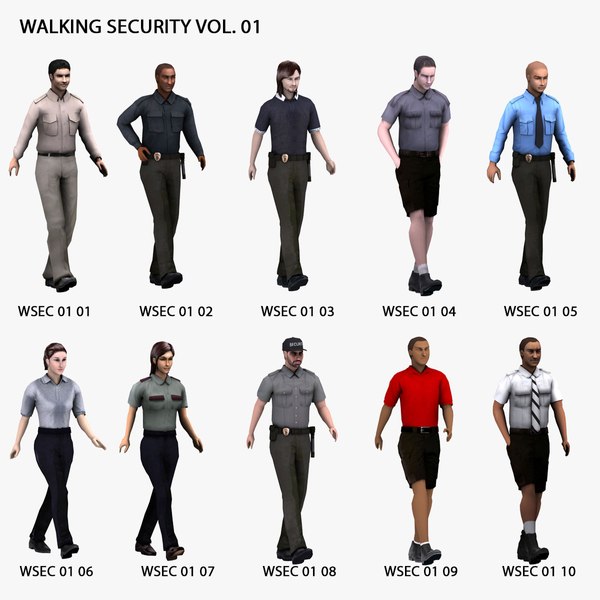 walking security people 3d max