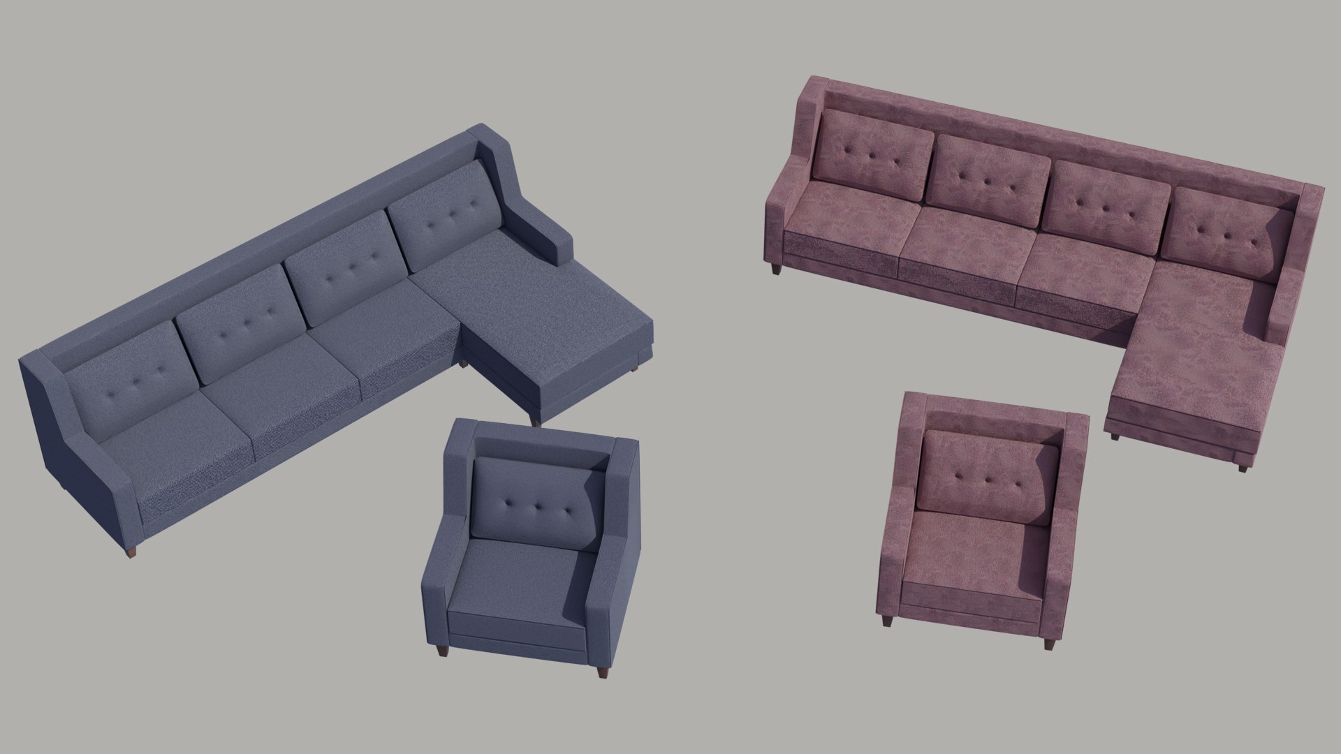 Two Color Sofa Set model - TurboSquid 2126704